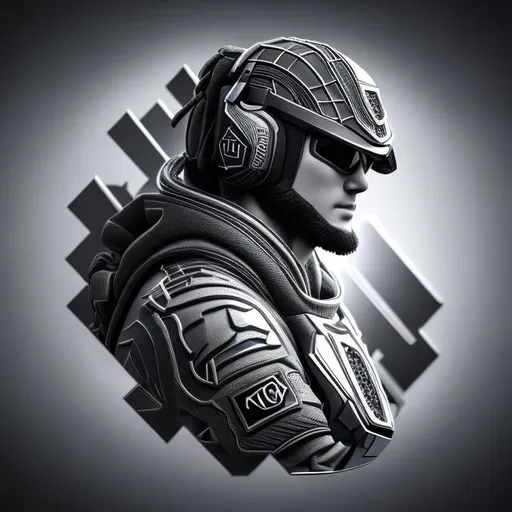 3D Gaming profile picture, black, grey, white, intri...