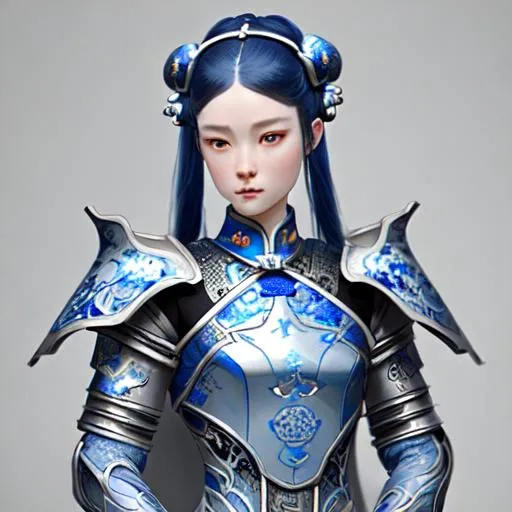 porcelain cyborg girl in full imperial armor, Chines... | OpenArt