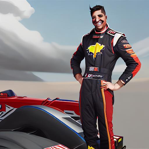 a handsome smiling race car driver with formula 1 ca... | OpenArt
