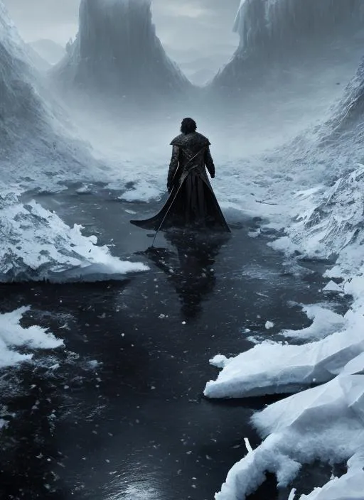Portrait Old Jon Snow, dark snowy iceberg, perfect... | OpenArt