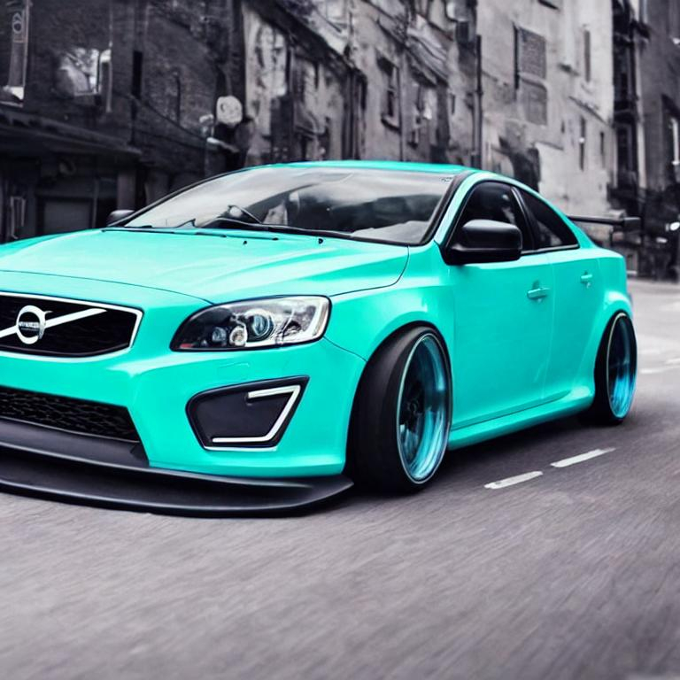 sporty modified Volvo s60 polestar in light blue wit...