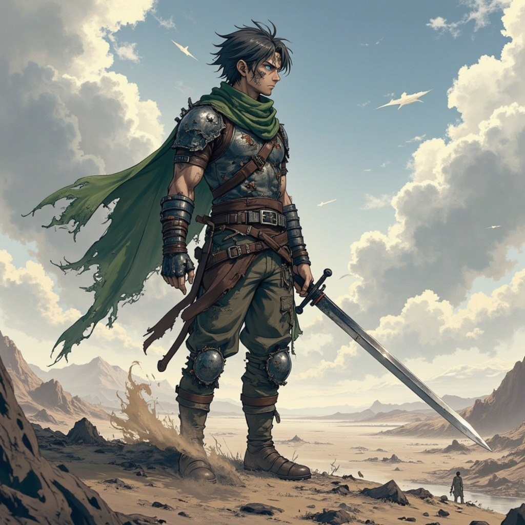 @iIsPAX8Gu5KIQ5voERWj holding his sword looking over...