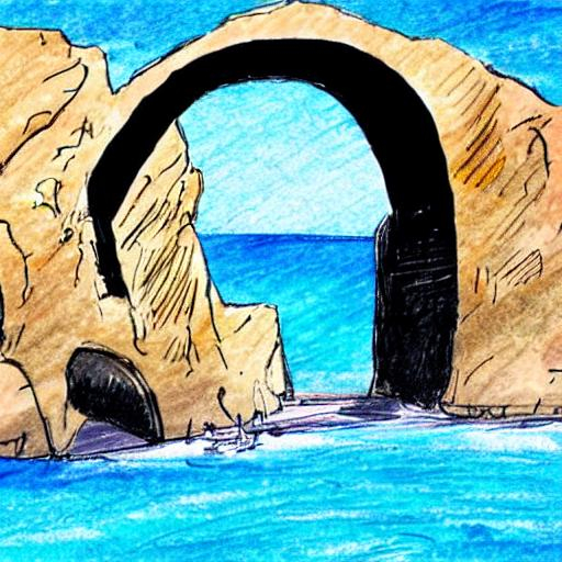 Draw the arch of Praia dos Estudantes as a cartoon | OpenArt