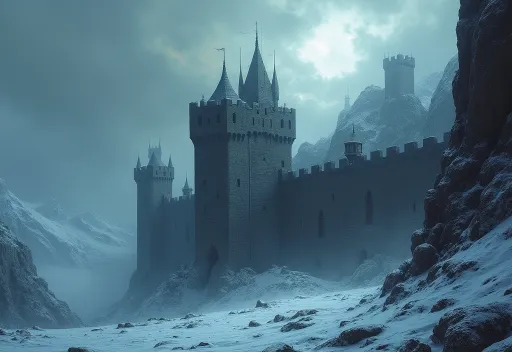 Fantasy illustration of a fortified prison, medieval...