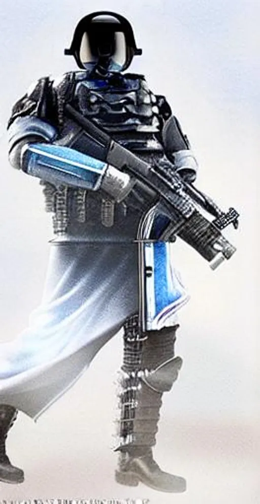 star wars blue 501st clone trooper standing aiming r...