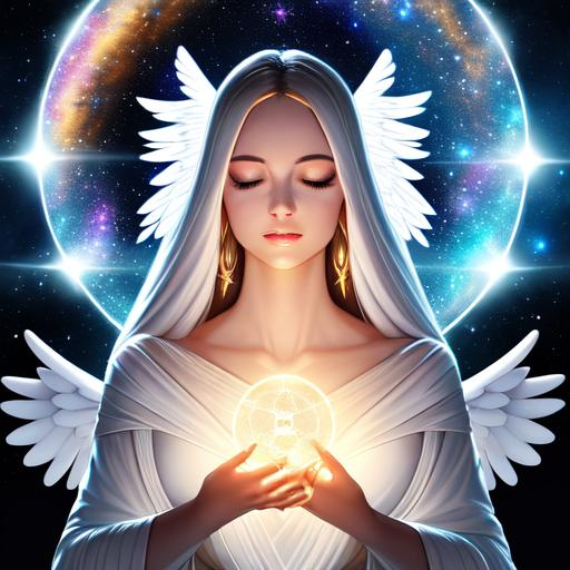An angelic goddess creating a universe. bright glowi... | OpenArt