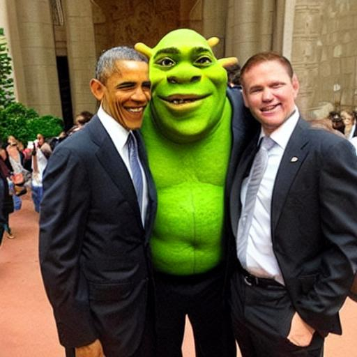 obama with shrek as bodyguard