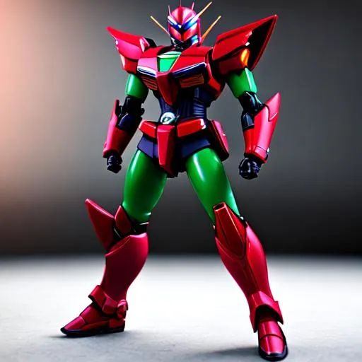 Full body photo of a Mix of Power Ranger, Kamen Ride... | OpenArt