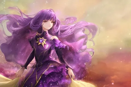 A beautiful galaxy girl with a purple dress that is... | OpenArt
