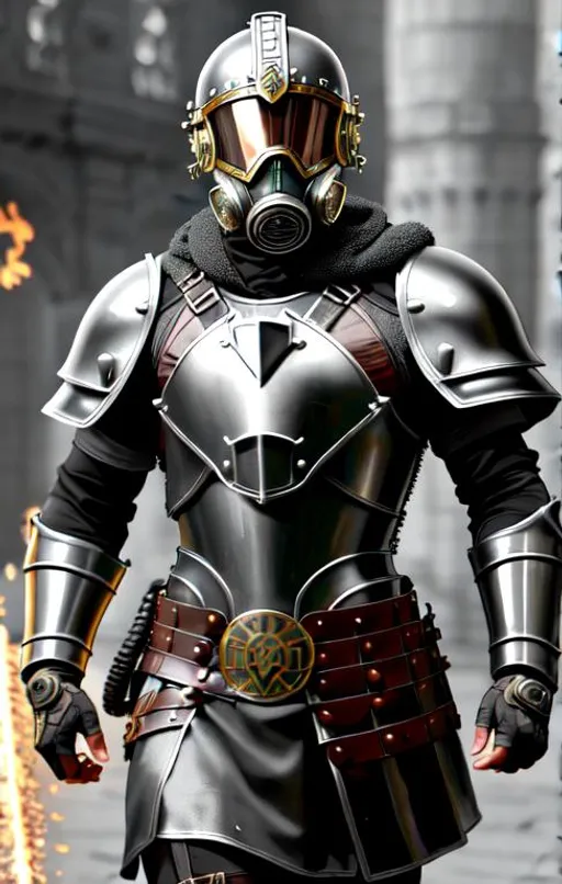 centurion roman wearing a gasmask and goggles, Black... | OpenArt