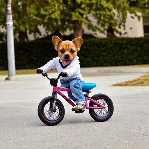 puppy riding a bmx bike | OpenArt