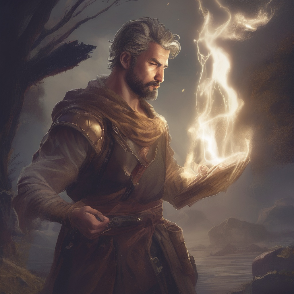 A male muscular manly Oracle with short hair and bea...