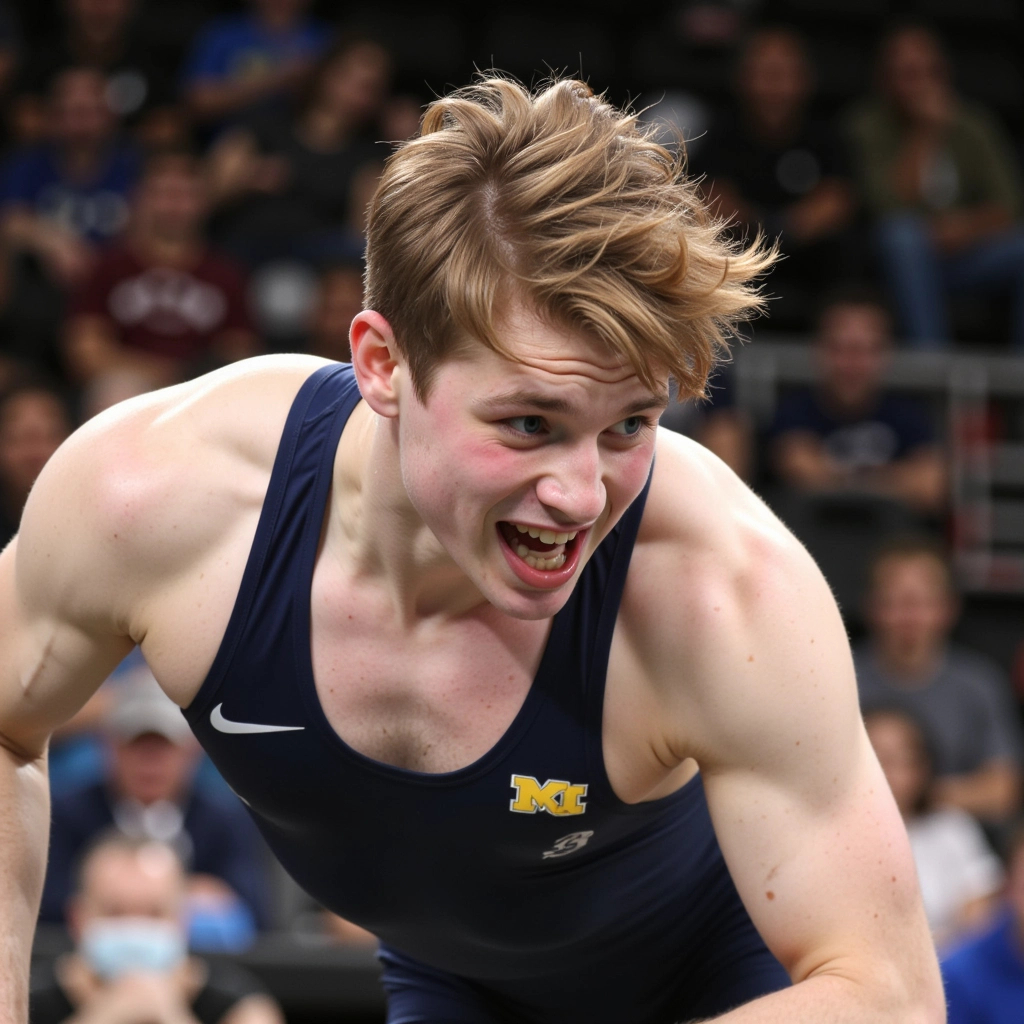 An Awkward derpy US collegiate wrestler with a stupi...
