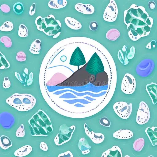 Die-cut sticker, Cute kawaii sticker, river, trees,...