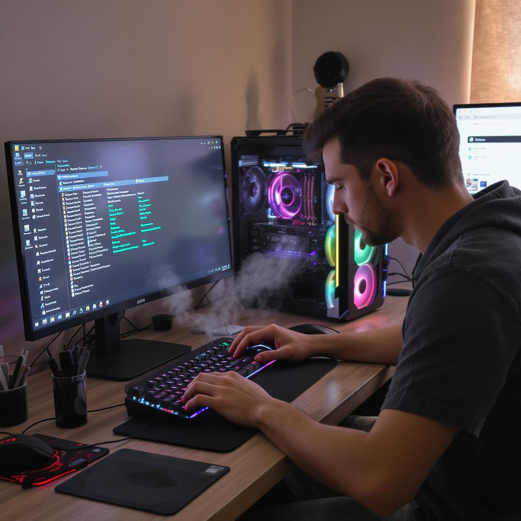 A realistic image of a young gamer improving their P...
