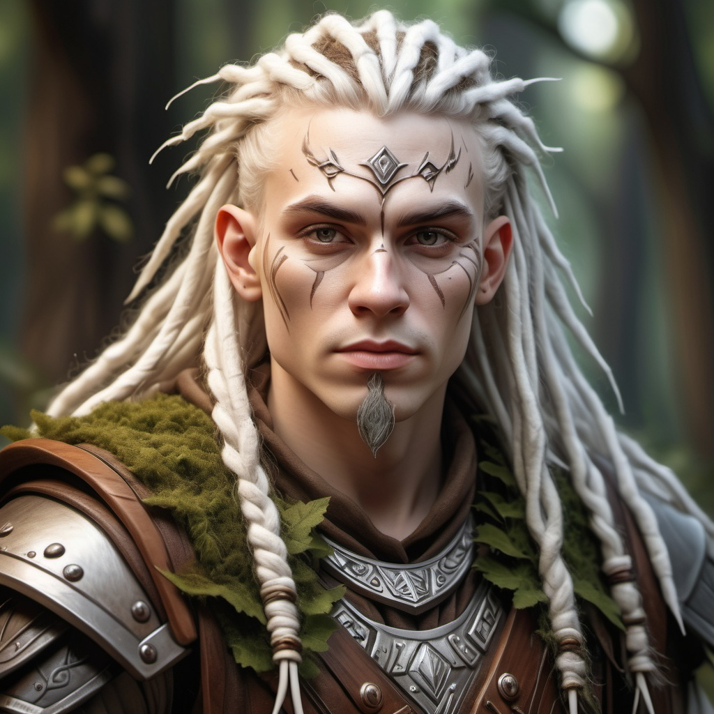 hyper-realistic human druid character with white ski...