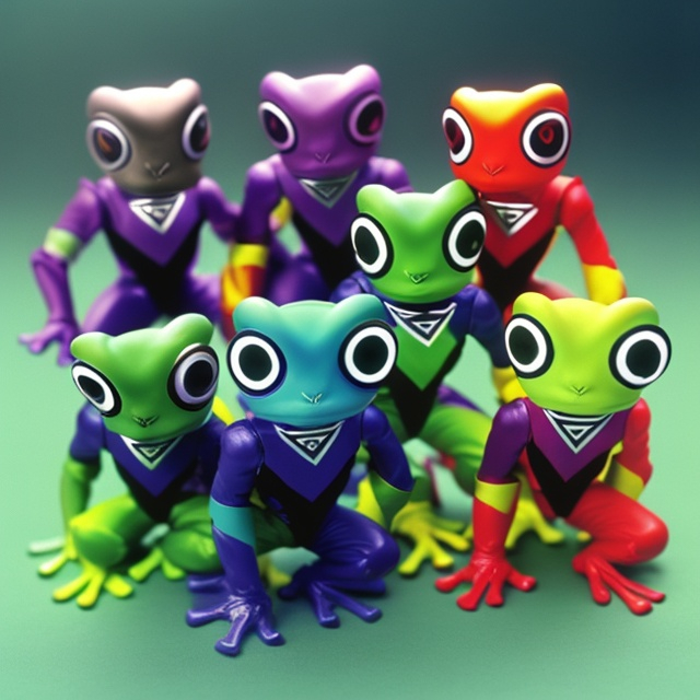 Frogs Power Rangers squad, different colors, big ra...