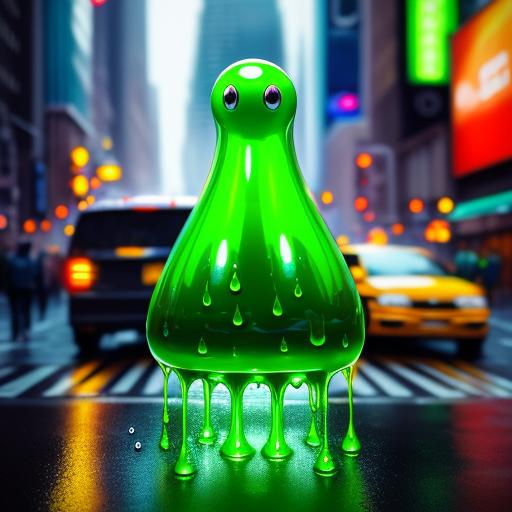 a green drippy slime alien humanoid, explodes itself... | OpenArt