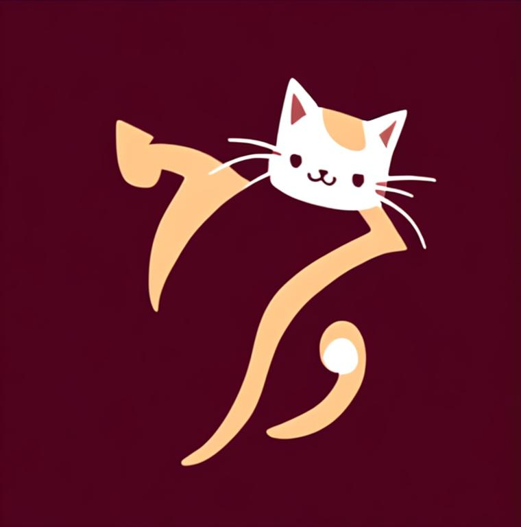 simple cartoon drawing of a cat logo