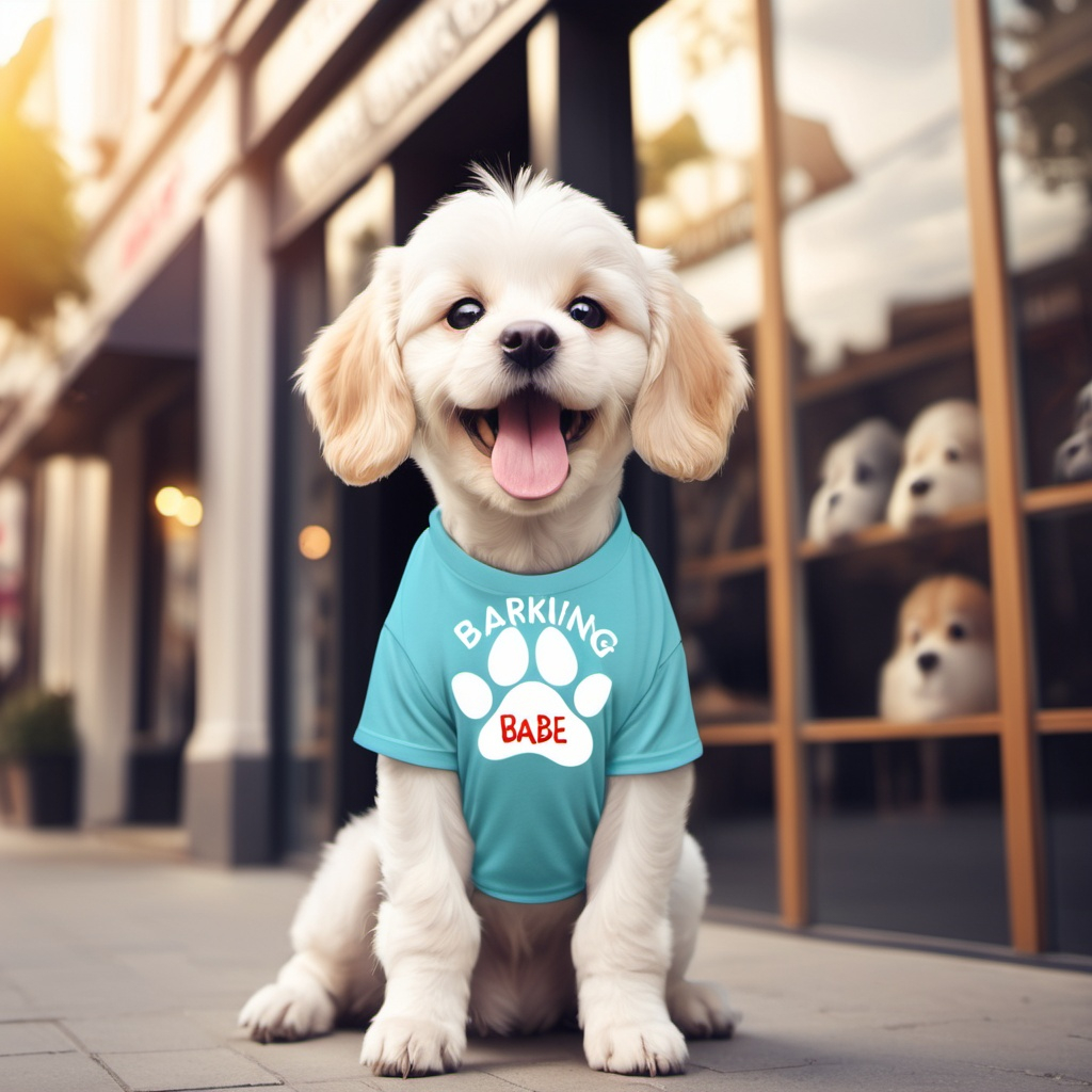 Create a cover photo for a clothing shop name Barkin...