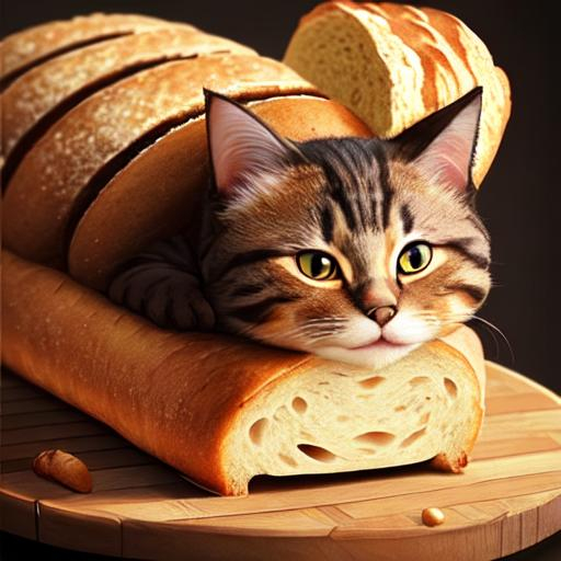 cat in bread, trending on artstation, perfect compos...