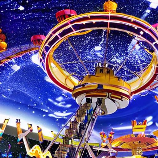 A outer-space amusement park in the sky