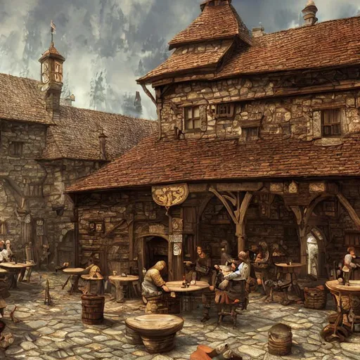 A medieval tavern, texture, intricate, details, high... | OpenArt