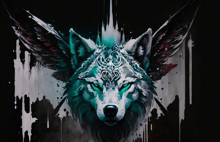 Splash art, a scar wolf head full body, front, ((whi... | OpenArt