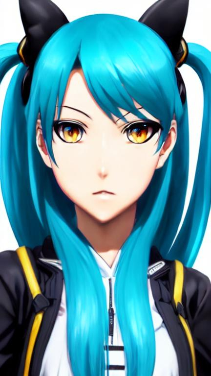 face portrait of a Hatsune Miku, smooth skin, realis... | OpenArt