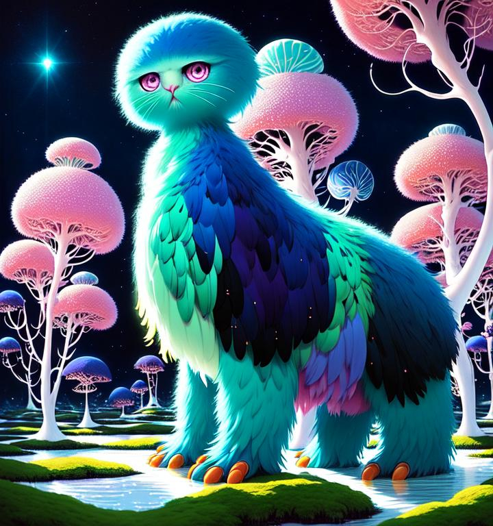 Beautiful (animal fursona) in candyland, fluffy, sil...