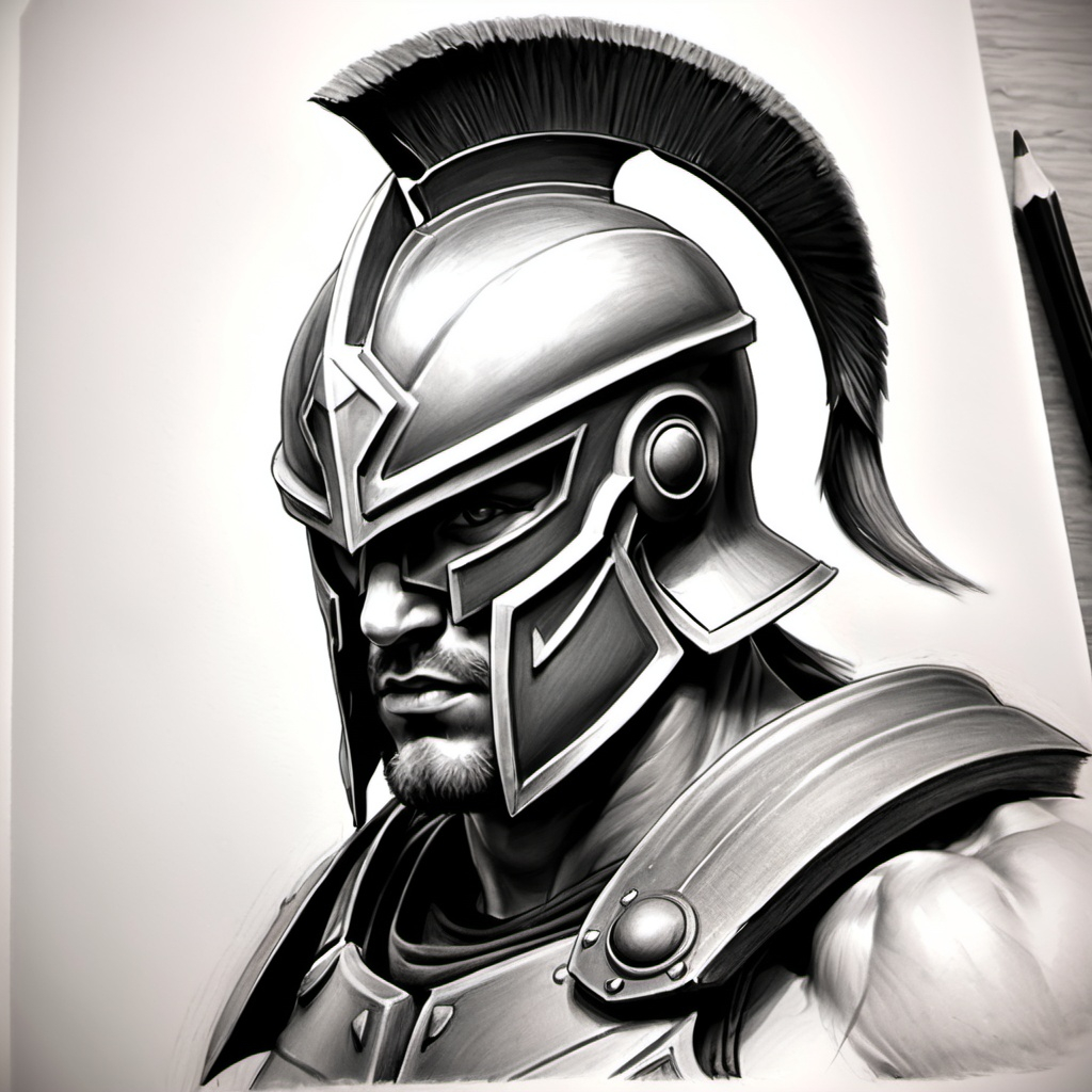 pencil sketch of spartan