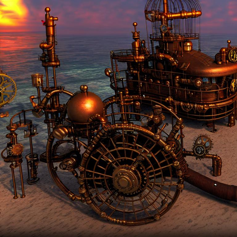 steampunk diselpunk ocean city 4k HDDR | OpenArt