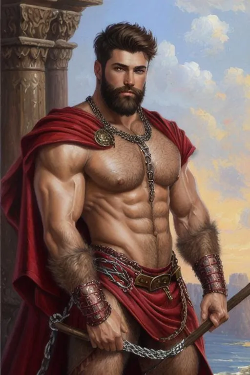 oil painting, male fantasy character, strong muscula...