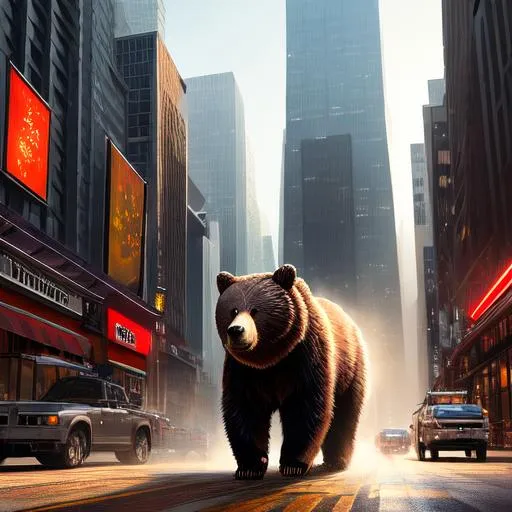 Epic painting of a robotic bear mauling people in th... | OpenArt