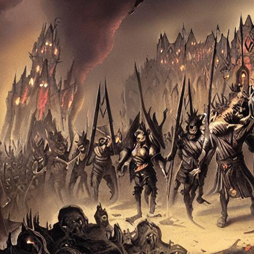 demons marching into a dark fantasy castle in hell | OpenArt