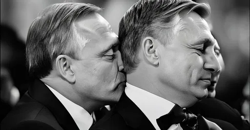 Viktor Orbán kisses Vladimir Putin, love, (((deep em...