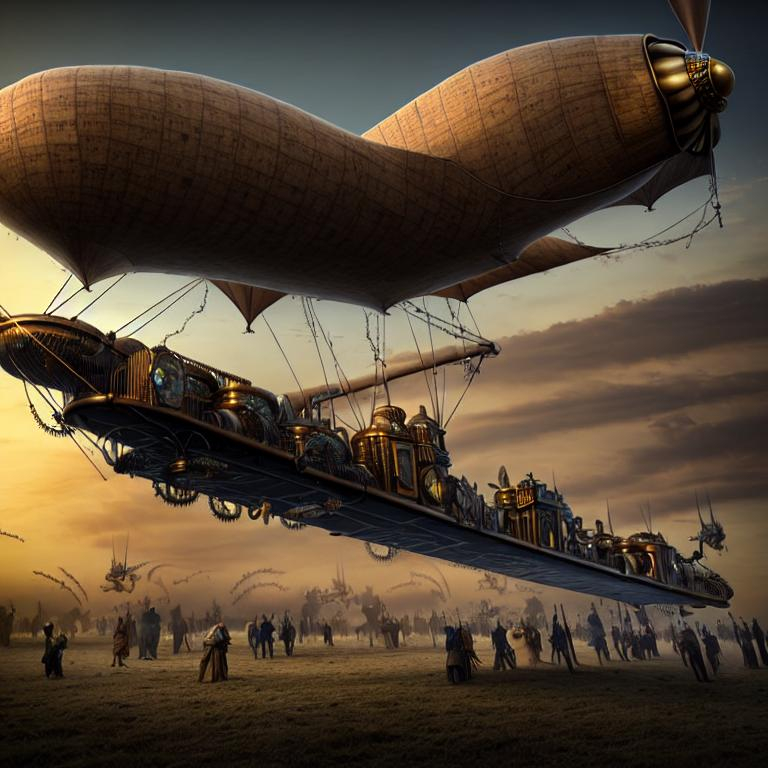 steampunk war airship 8k HDR | OpenArt