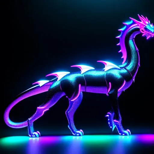 Neon Cyan Dragon | OpenArt