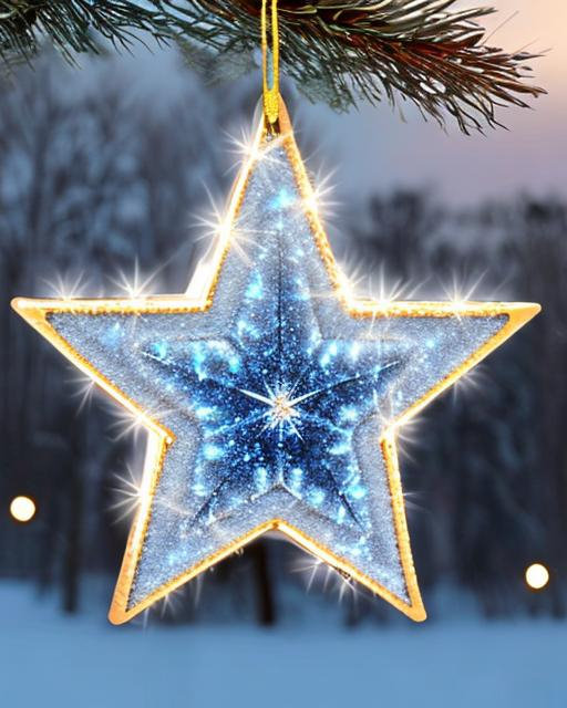 Illuminated icy star Christmas ornament, glowing, sh... | OpenArt