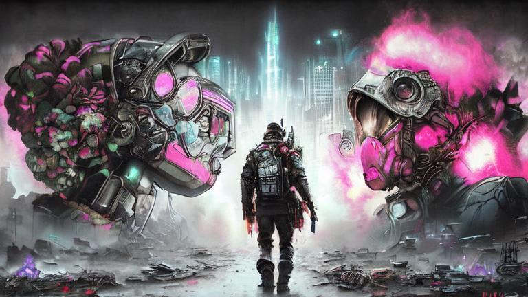 Cyberpunk mechs, Riots in the streets, corporate cor...
