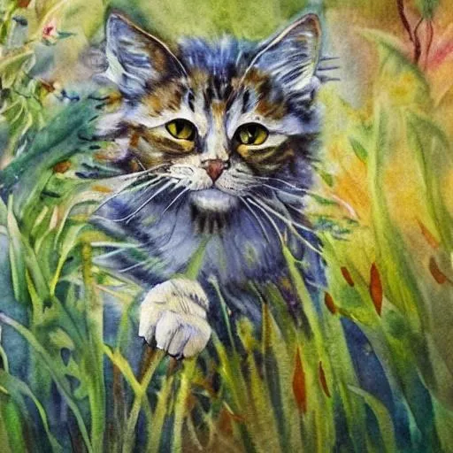 Realistic cat in a magical forest, very detailed, in... | OpenArt