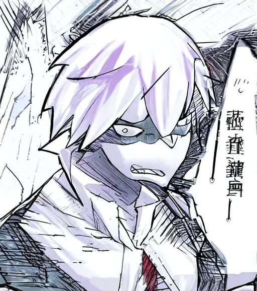Anime boy, back turned standing infront of a burning... | OpenArt