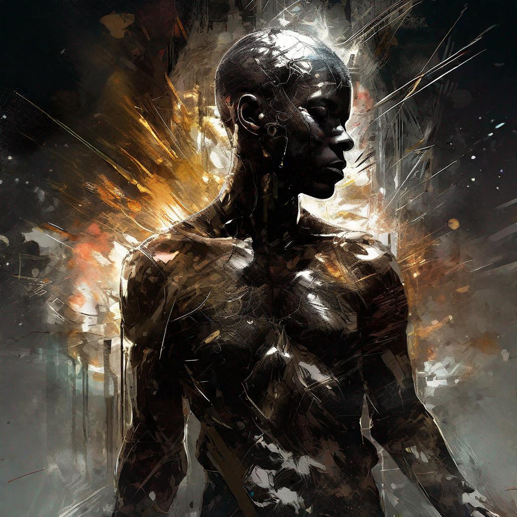 "Striking digital painting of human being visibly sa... | OpenArt