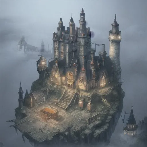 horror fantasy village, covered by fog | OpenArt