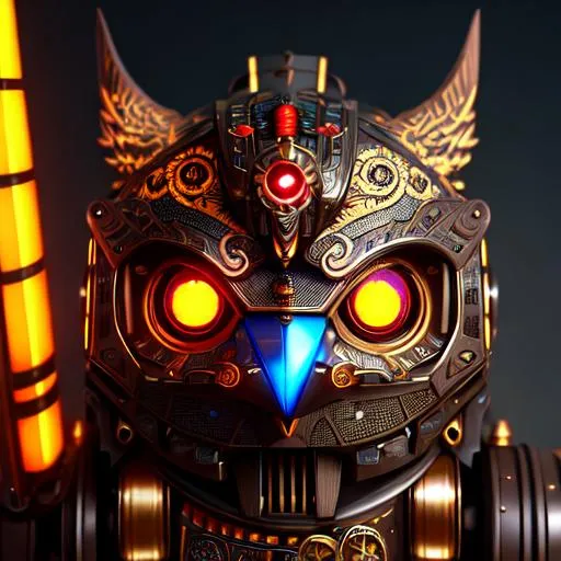Steampunk tribal mask, robot, owl, oni, japanese pot... | OpenArt