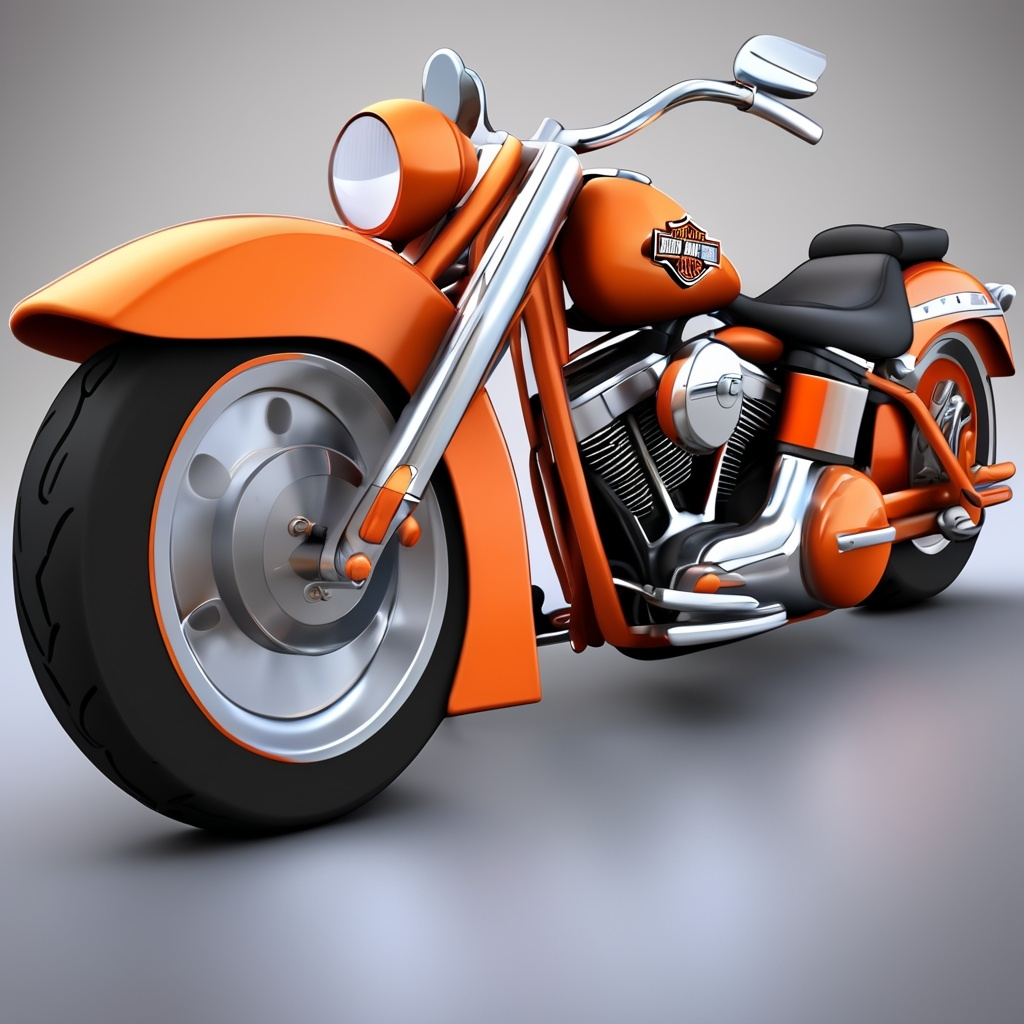 3d artwork of large cartoon Harley-Davidson motorcycle