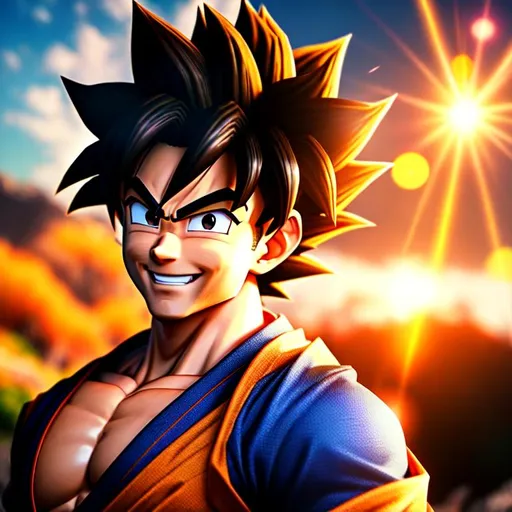 Smiling Son Goku. Highly Detailed, Hyperrealistic, s... | OpenArt