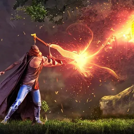 Realistic picture of wizard fighting. 16k resol...