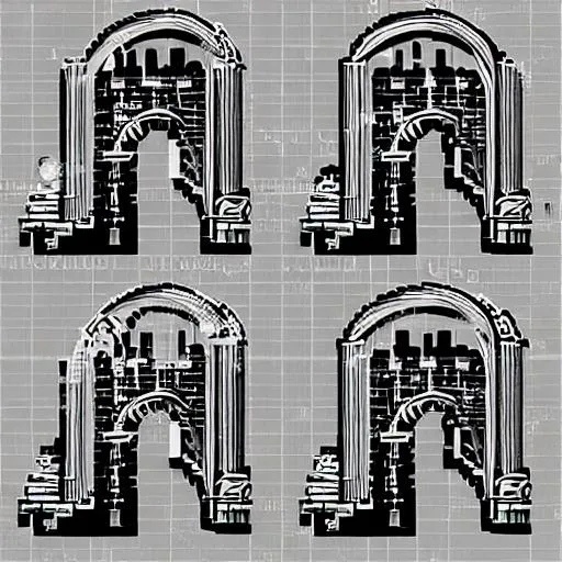 create 3 different hand drawn arches that are separa...