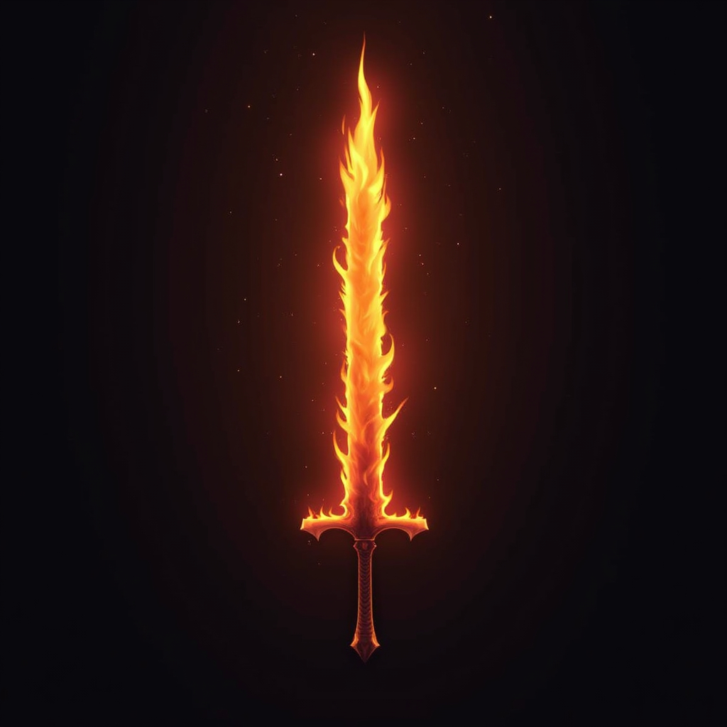fire glowing sword logo design